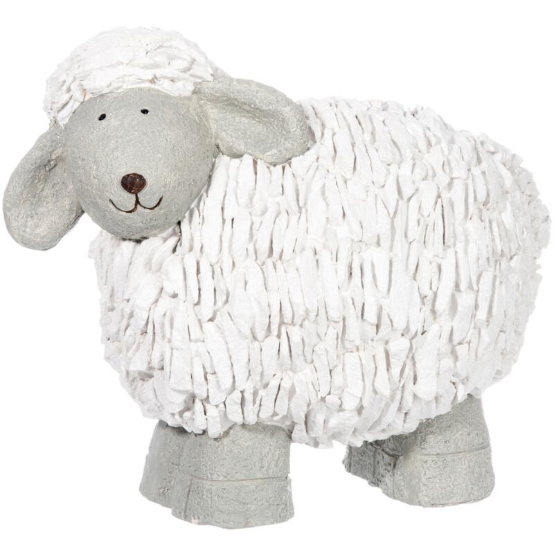 Statuette Déco Mouton "Polly" 35cm Blanc & Gris