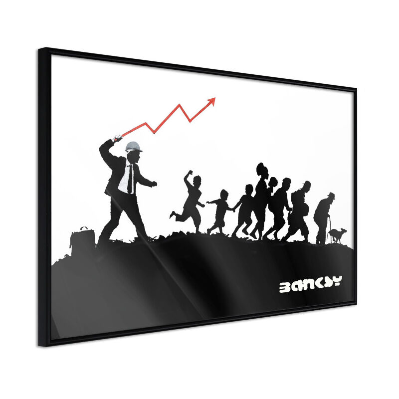 Affiche Murale Encadrée "Banksy The Whip" 30 x 20 cm Noir