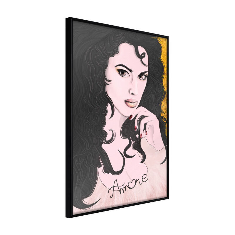 Affiche Murale Encadrée "Tumbling Curls" 21 x 30 cm Noir