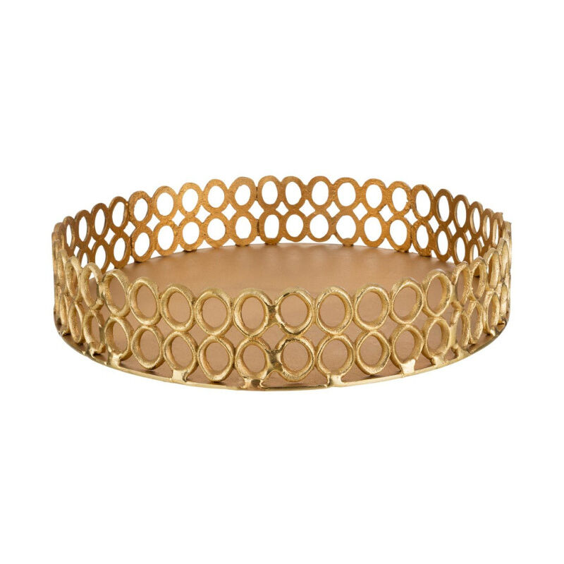 Plateau Rond Design Cercles "Evano" 49cm Or