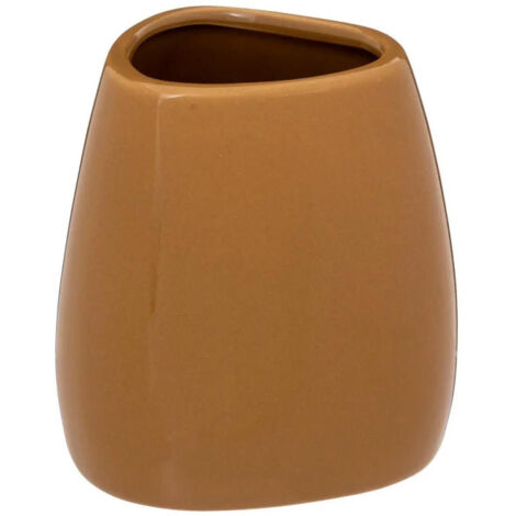 Gobelet Salle de Bain "Galet" 9cm Marron Tabac