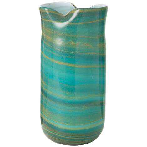 Vase Design en Verre "Vague" 41cm Bleu Azur
