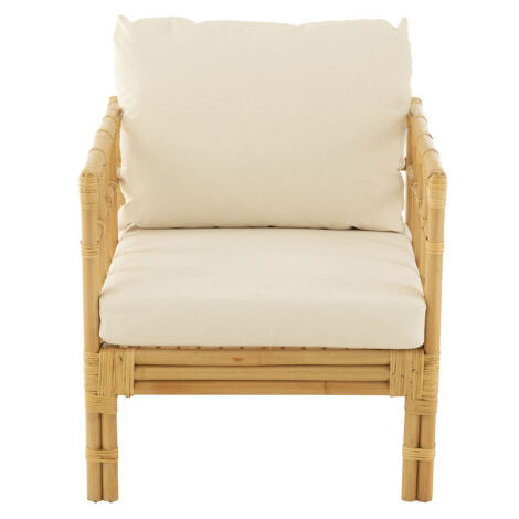Fauteuil en Rotin & Coussin "Elise" 73cm Naturel