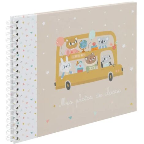 Album 12 Photos de Classe School Bus 32cm Beige