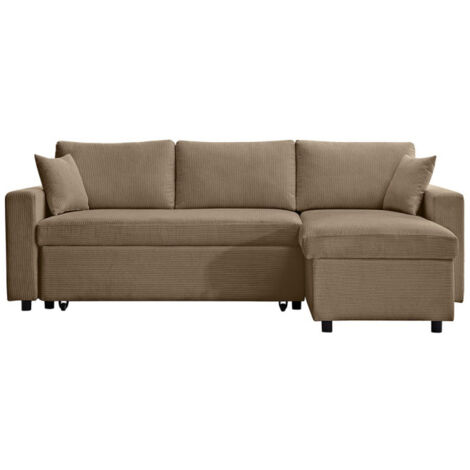 Canapé d'Angle Convertible "Zema" 227cm Taupe
