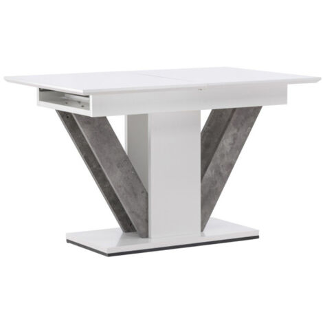 Table de salle a manger rallonge Disa 120-160cm blanc salon design ...