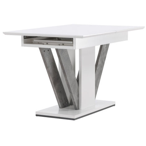 Table de salle a manger rallonge Disa 120-160cm blanc salon design ...
