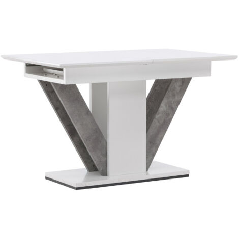Table de salle a manger rallonge Disa 120-160cm blanc salon design ...