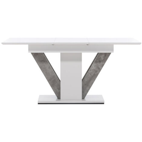 Table de salle a manger rallonge Disa 120-160cm blanc salon design ...