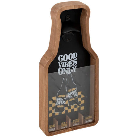 Décapsuleur Mural en Bois "Family Corner" 39cm Noir