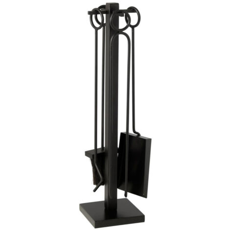 Serviteur de Cheminée 5 Pièces "Anneau" 76cm Noir