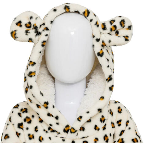 Plaid Sweat Capuche Enfant "Léopard" 60x95cm Ocre