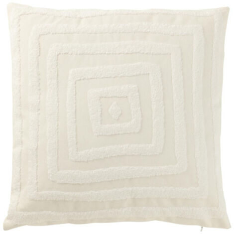 Coussin Design Tufté "Carré" 45x45cm Blanc