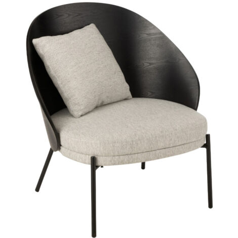 Fauteuil Lounge Design "Lone" 81cm Noir & Gris