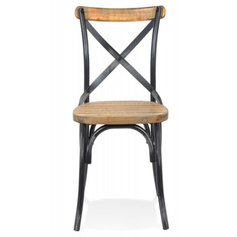 Chaise Rustique "Joann" 89cm Naturel & Noir