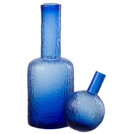 Vase bouteille en verre bleu de 43 cm Spiaggia objet décoration ...