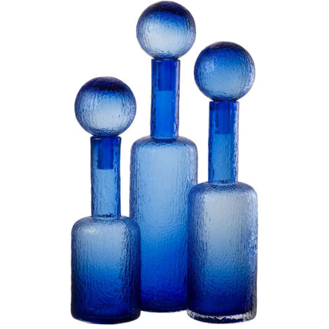 Vase bouteille en verre bleu de 43 cm Spiaggia objet décoration ...