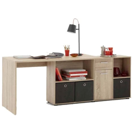 Bureau d'Angle Réversible "Oxela" 135cm Chêne Clair