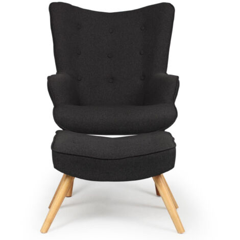 Fauteuil scandinave Orle noir contre le mal de dos avec pouf chic ...