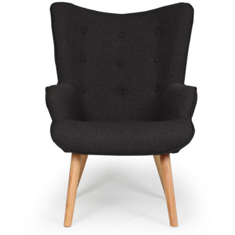 Fauteuil scandinave Orle noir contre le mal de dos avec pouf chic ...