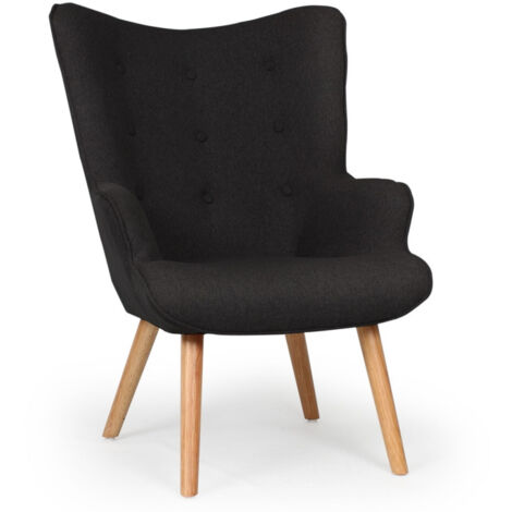 Fauteuil scandinave Orle noir contre le mal de dos avec pouf chic ...