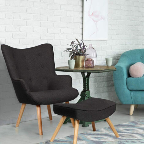 Fauteuil scandinave Orle noir contre le mal de dos avec pouf chic ...