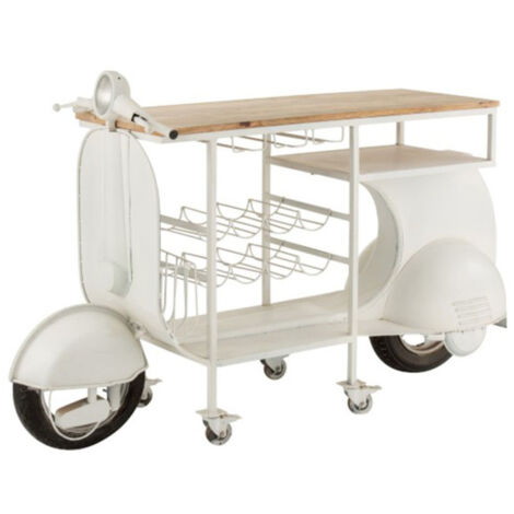 Table de Bar & Range-Bouteilles "Scooter" 180cm Blanc