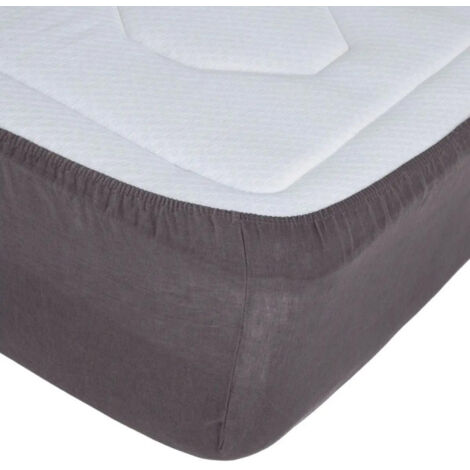 Drap Housse en Lin "Adorable" 160x200cm Gris Ardoise