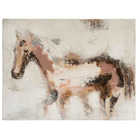 Toile Déco "Cheval" 90x119cm Blanc & Marron