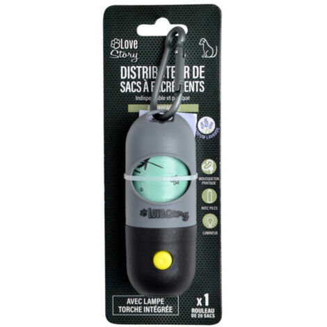 Paris Prix - Distributeur De Sacs à Excréments lampe 11cm Gris