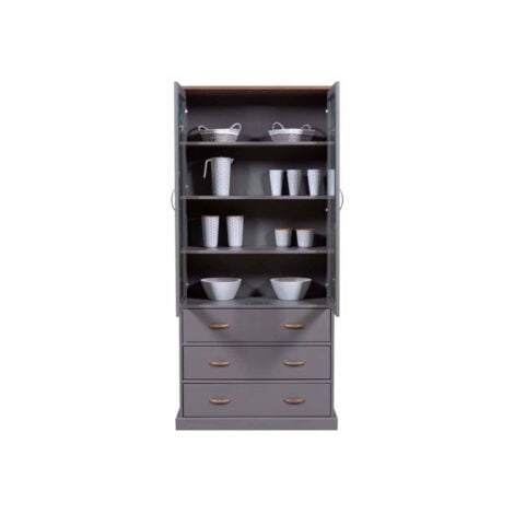 Vaisselier 2 Portes & 3 Tiroirs "Zernan" 190cm Gris