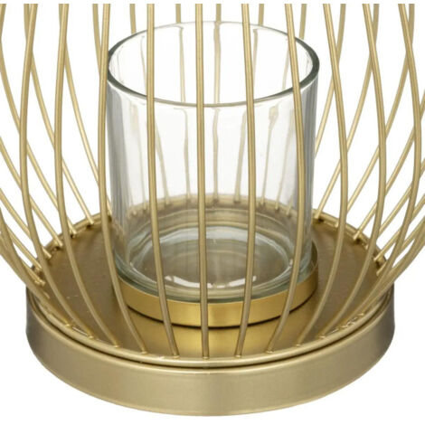 Photophore Design en Métal "Filaire" 23cm Or