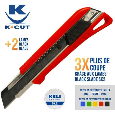 KELI - Cutter 18mm Rouge avec Lame Black Blade SK2 (2 Lames ...
