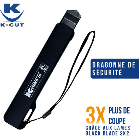 KELI - Cutter Katana crantée 18mm avec Réservoir + Dragonne + 2 LAMES ...