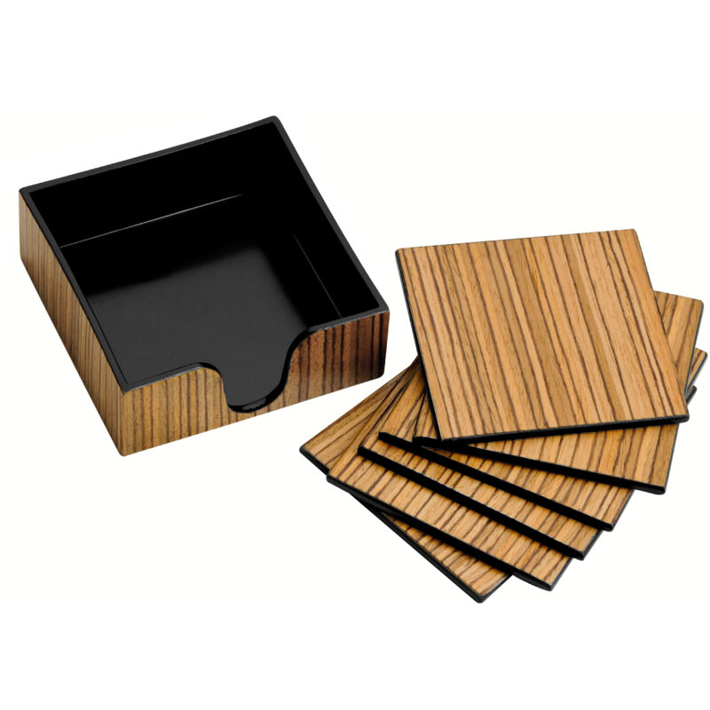 Premier Housewares Plastic and Wood Veneer Coasters - Set of 6