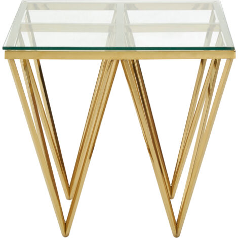 Interiors by Premier Sleek Gold Finish Spike Legs End Table, Durable ...