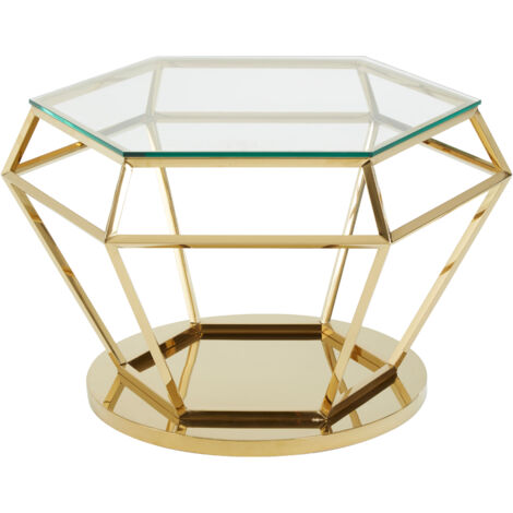 Interiors by Premier Sturdy Large Gold Finish Diamond End Table ...