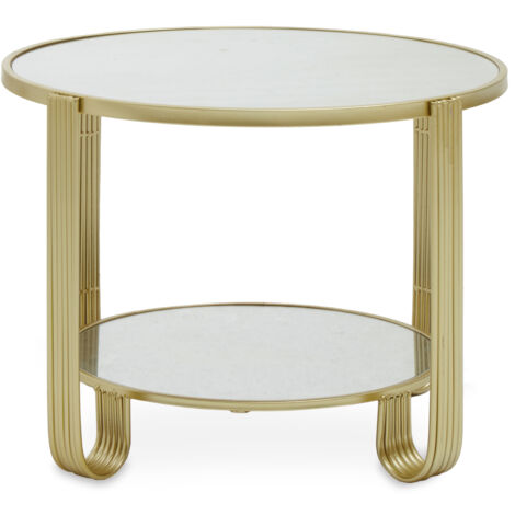 Interiors by Premier Modern Design Round Mirrored Top Gold Frame Table ...