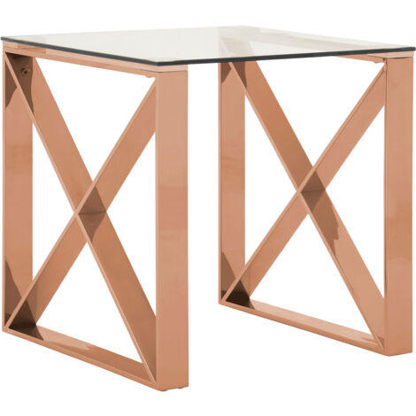 Interiors by Premier Durable Rose Gold Cross Legs End Table, Stylish ...