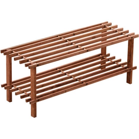 Premier Housewares Dark Cedar Wood 2 Tier Shoe Rack