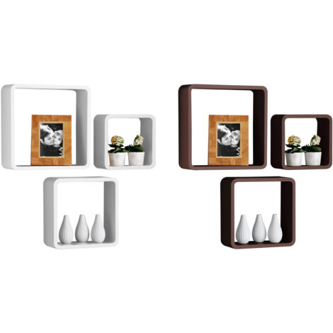 Interiors by Premier Set of 3 White Wall Cubes, Stylish White Floating ...