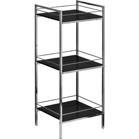 Interiors by Premier 3 Tier Black High Gloss Shelf Unit, Modern Black ...