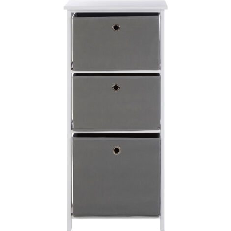 Premier Housewares Lindo 3 Grey Fabric Drawers Cabinet