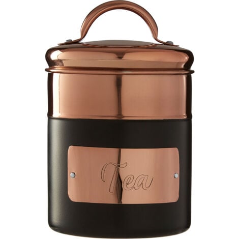 Premier Housewares Charcoal / Copper Tea Canister Stainless Steel ...