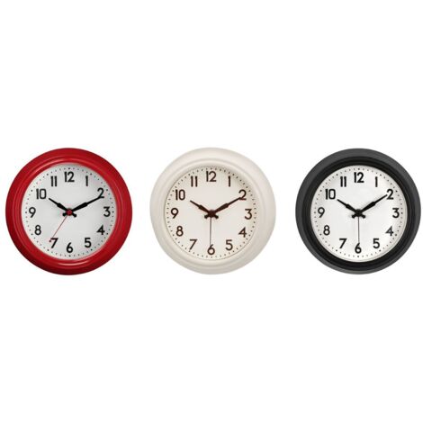 Premier Housewares Wall Clock Red / Black Finish Frame Clocks For ...