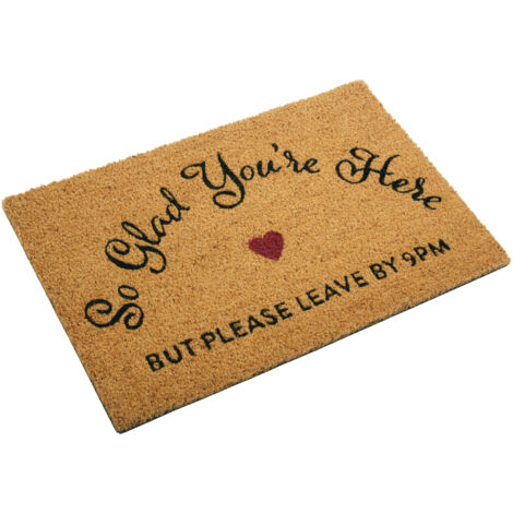 Premier Housewares So Glad You’re Here Design Door Mat Non Slip Floor ...