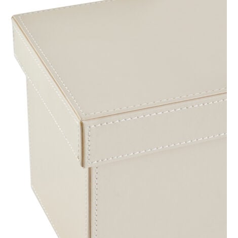 Interiors By Premier Elegant Cream Faux Leather CD Storage Box ...