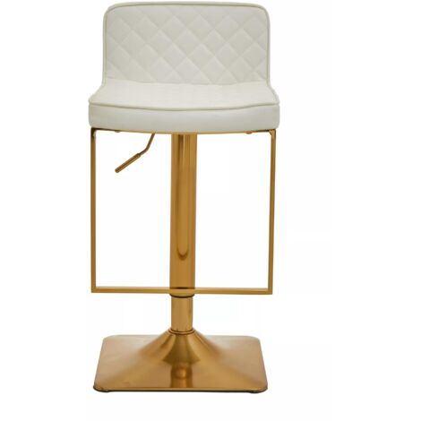 Premier Housewares Baina White And Gold Bar Stool With Square Base