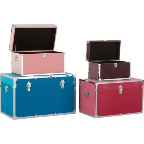 Interiors by Premier Set of 4 Multicoloured Square Trunks, Lightweight ...