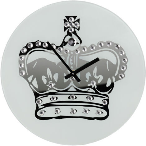 Premier Housewares Glass Crown with Diamantes Wall Clock